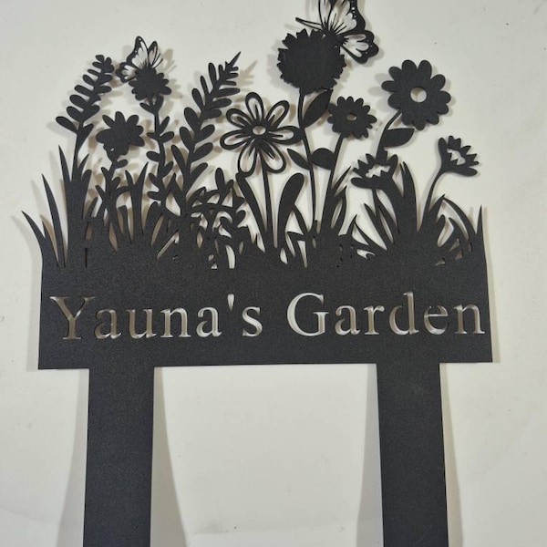 Custom Garden Sign With Stake, Flower Design Personalized Garden Sign ...