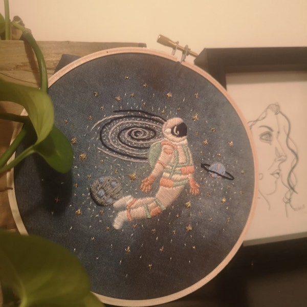 Astronaut Outer Space Embroidery Art Kit | Space Embroidery Kit | Stars ...
