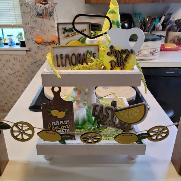Lemon Tiered Tray Set | Lemonade Tiered Tray | Squeeze the Day | Set of ...