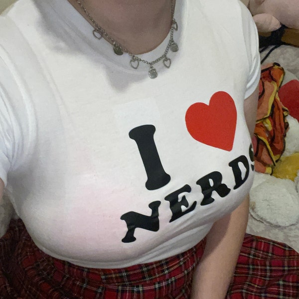 I Heart Nerds Slogan Baby Tee Y2k Cropped Graphic T Shirt 2000s Era Mall Goth Style Top - Etsy