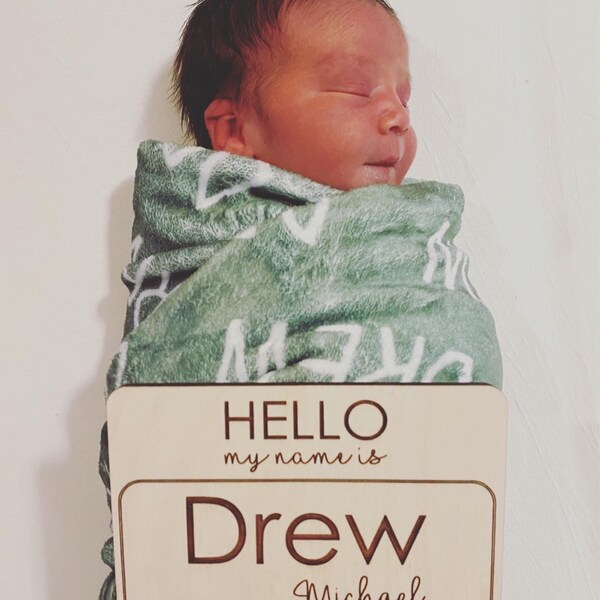 Hello My Name is Baby Name Sign | Birth Announcement Sign | Wood Sign ...