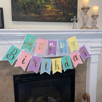 Personalize Happy Birthday Banner Pastel Birthday Banner - Etsy