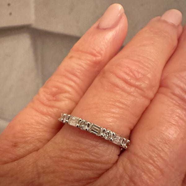 Oval Diamond Wedding Band Lab Grown Diamond Half Eternity Band 14K Gold ...