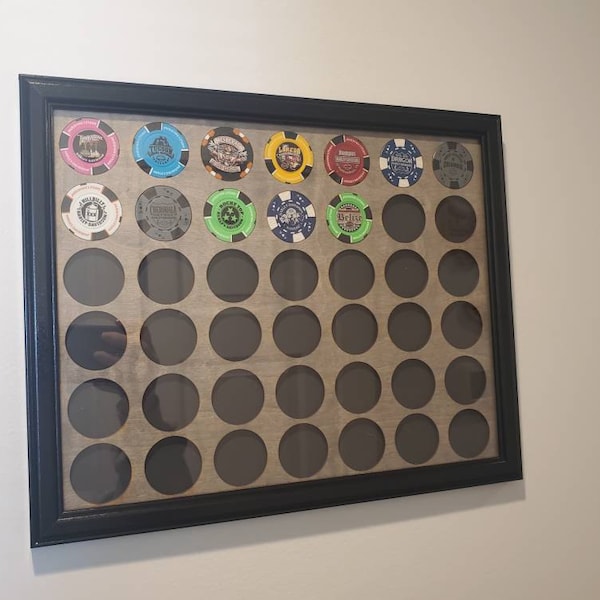 Poker Chip Frame Display Insert & Frame Fits 42 Harley-davidson or ...
