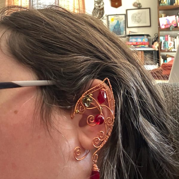 Elf Ears Cuff With Moon Star Chain Gothic Witch Wrap Earrings Fairy Ear ...