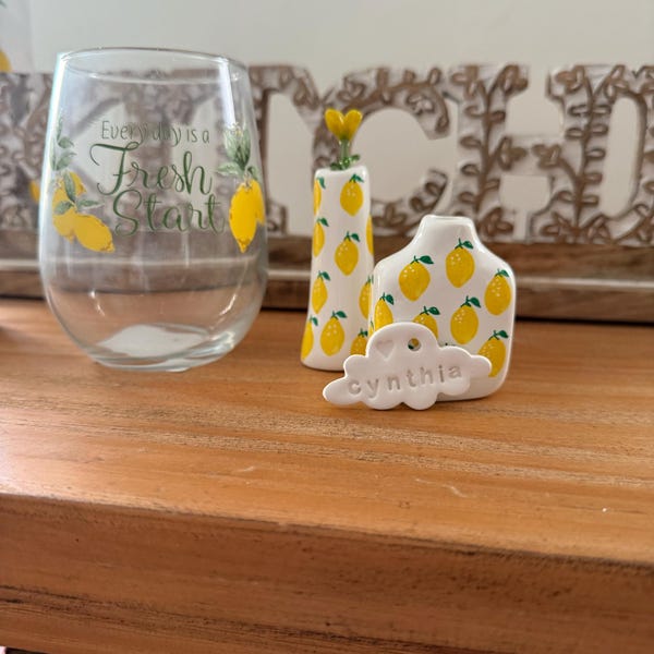 Lemon Tiny Vase / Lemon Mini Vase / Funky Vase for Dried Flowers ...