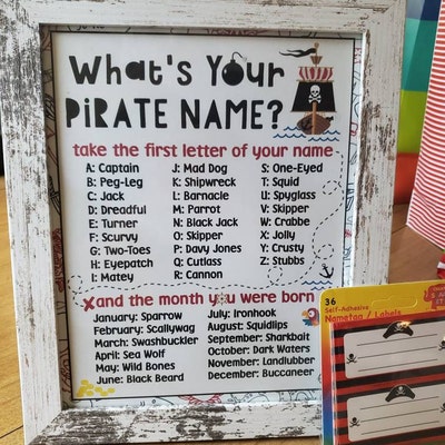 What's Your Pirate Name Printable, Pirate Name Game, Pirate Birthday ...