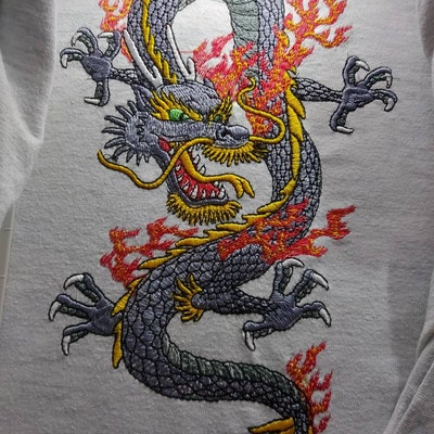 Dragon in Flame Machine Embroidery Design Chinese Dragon Embroidery ...
