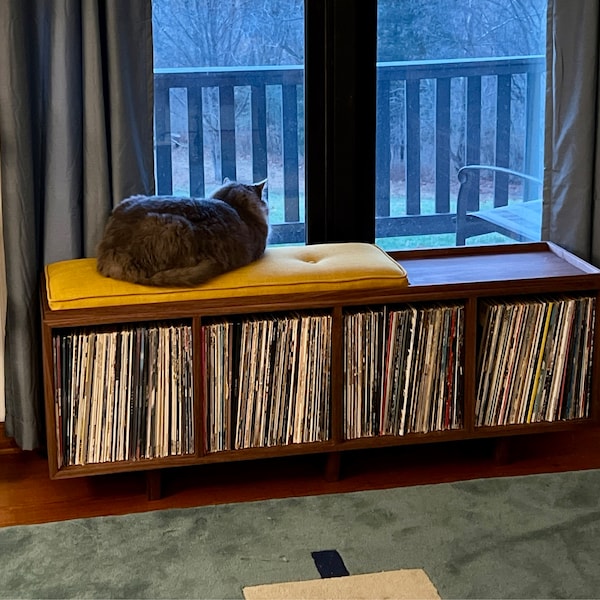 HIFI Vinyl LP Storage Bench With Mid Century Modern Stylings - Etsy