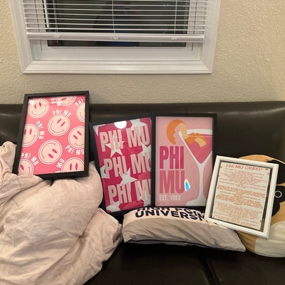 Set of 3 Retro Phi Mu Sorority Prints, Preppy Room Decor, Western ...