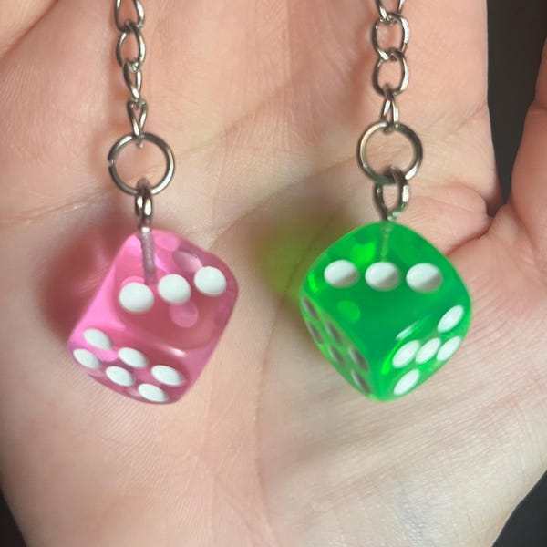 Handmade Dice Keychain, Single D6 Die Keyring, Casino, Gambling, Gaming ...