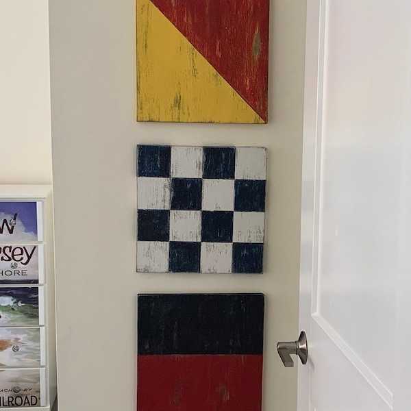 Individual Nautical Flags Sailing Flags Wooden Wall Art Sailing Decor ...