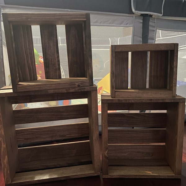 Rustic Wooden Nesting Crates – Set of 4 Farmhouse Storage Boxes - Etsy
