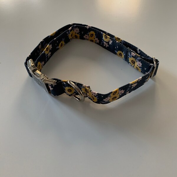 Sunflower Engraved Dog Collar, Laser Engraved Buckle Dog Collar ...