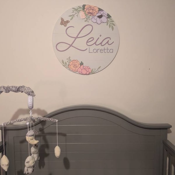 Personalized Floral Name Sign for Nursery | Baby Girl Room Decor ...