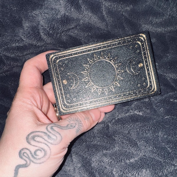 Black and Gold Celestial Birth Control Case, Custom Pill Pack Holder ...