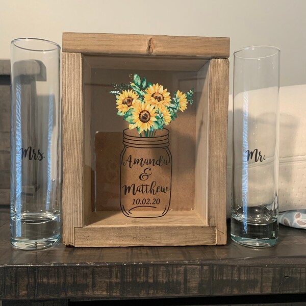 Rustic Unity Sand Ceremony Set Shadow Box, Unity Candle Alternative for ...