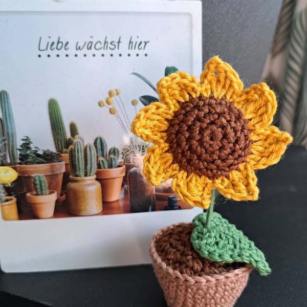 Sunflower in a Pot Crochet PATTERN, Crochet Sunflower Pattern PDF, Mini ...