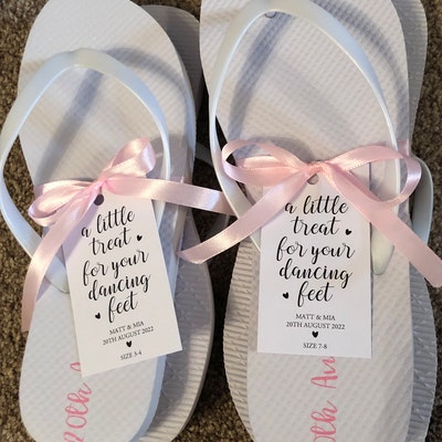 Personalised Flip Flop Tags Wedding Slipper Tags With Size With Ribbon ...