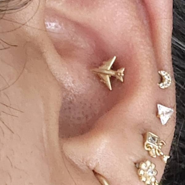 14k Solid Gold Snake Helix Daith Rook Conch Ring Septum Hoop Snake ...