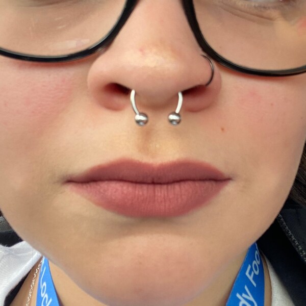 16g SEPTUM Ring, Surgical Stainless Steel, 12mm 1/2" Diameter Hand Bent ...