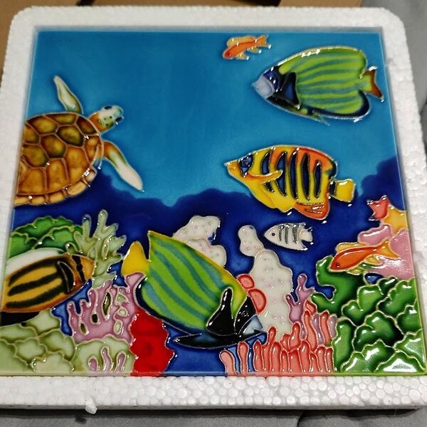 Blueberries Hand Painted Ceramic Art Tile 8 X 8 Inches With Easel Back ...