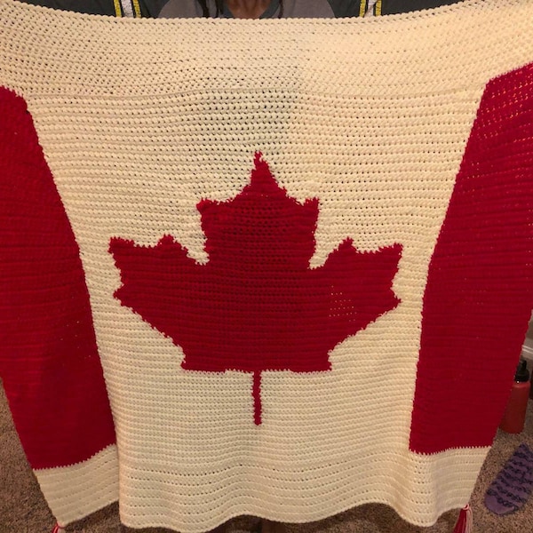 Canada Flag Crochet Blanket Pattern, Row by Row, C2C, Grid, Single ...