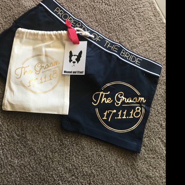 Groom's Property of the Bride, Wedding Date Boxer Shorts, Cocktail ...
