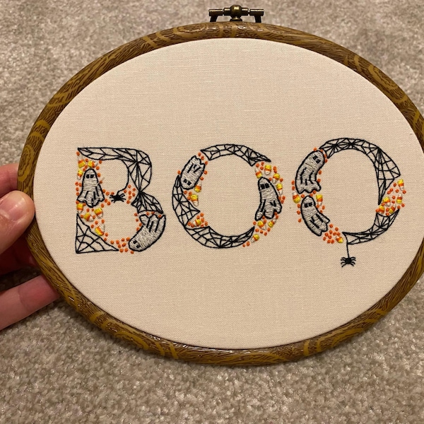 BOO Text Halloween Embroidery Pattern & Guide - PDF Digital Download ...