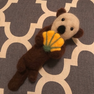 Needle Felting Kit DIY Sea Otter & Shell // Cute Wool Needle Felted ...