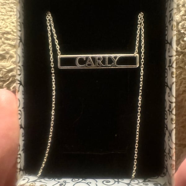 Rectangle Name Necklace, Script Plate Name Necklace, Custom Rectangle ...