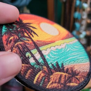 Wave Patch Simple Beach Ocean Embroidered Iron on Patches Custom ...