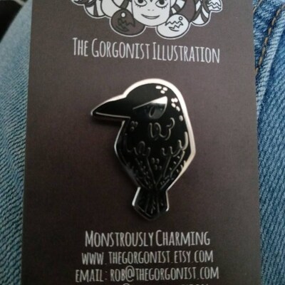 Furious Crow Cute Black Bird Hard Enamel Pin - Etsy