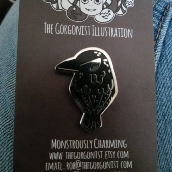 Furious Crow Cute Black Bird Hard Enamel Pin - Etsy