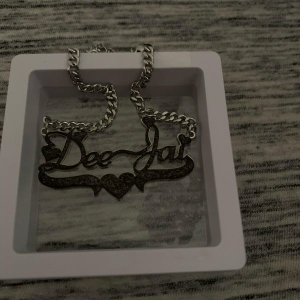 Double Layer Nameplate With Heart, Custom Name Necklace, 3D Double ...