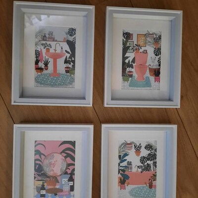 Botanical Sink Bathroom Tile House Plants Art Print Unframed A6 A5 A4 ...