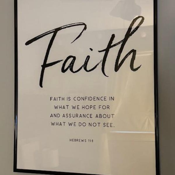 Hebrews 11:1 Faith Scripture Print, Bible Verse Quote Poster Wall Art ...