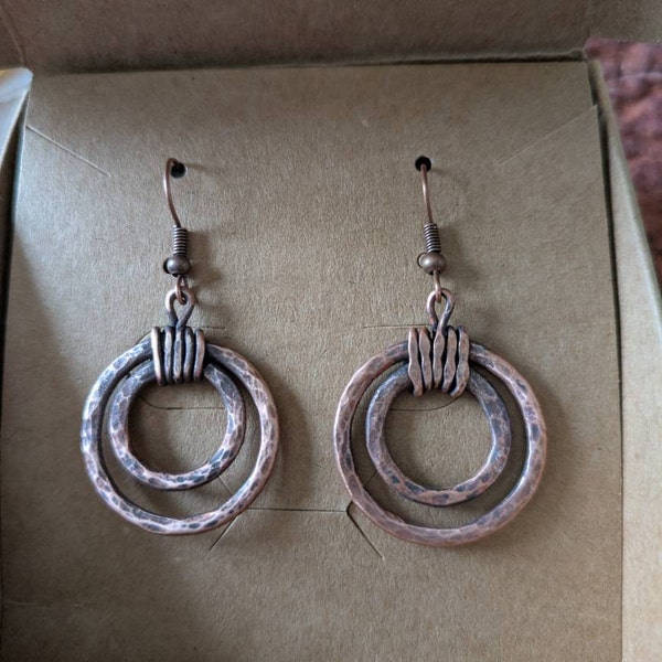 Small Copper Owls for Your Ear. Handforged, Natural Patinated ...