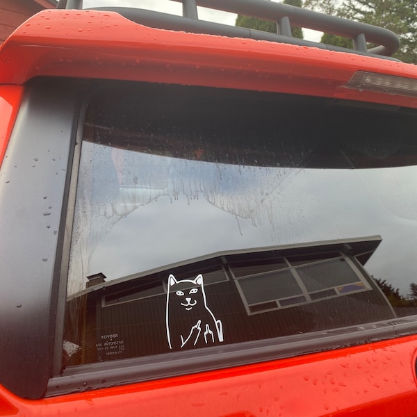 Middle Finger Cat Car Decal, Personalized Vinyl Sticker, Custom Color ...