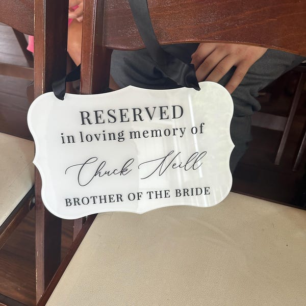 Reserved in Loving Memory Wedding Sign, Reserved Seat Sign, This Seat ...