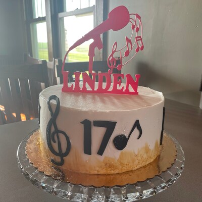 Microphone Cake Topper, Music, Treble Clef, Musician, Band Party ...