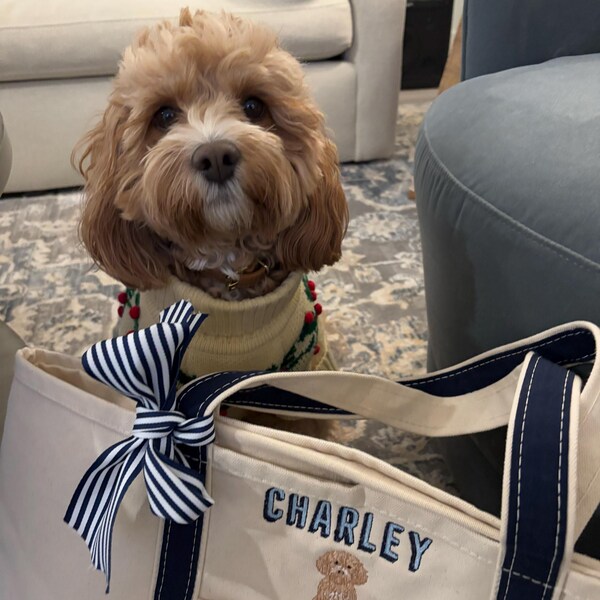 Monogrammed Large Pet Tote Bag, Personalized Dog Tote Bag, Customized ...