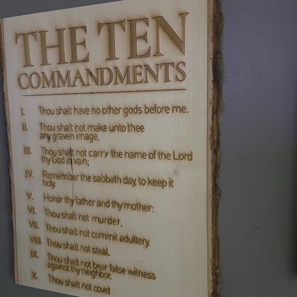 The Ten Commandments Sign Bible Verse Wood Sign Scripture Wood Framed ...