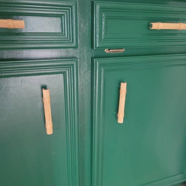 Oak Cabinet Pull Rattan Handles, Wicker Natural Rattan Rope Handle ...