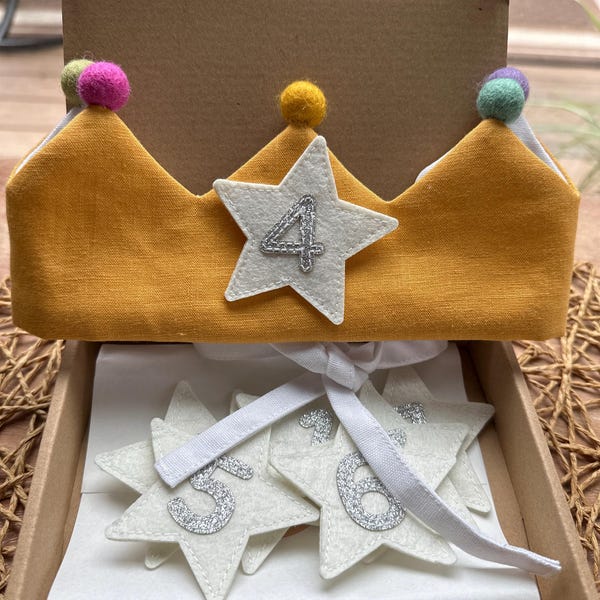 Birthday Crown With Silver Sparkling Numbers and Stars, Personalized ...