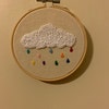 Embroidered Punch Needle Cloud & Raindrops Hoop Art Perfect Wall Hanging Decor for Children's ...