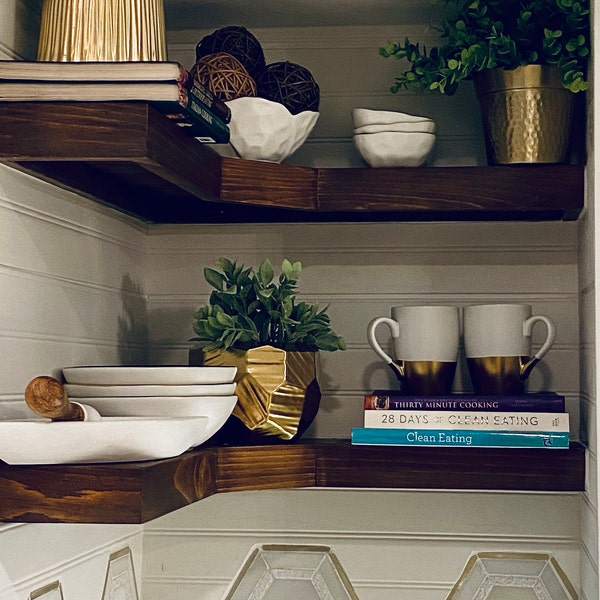 Rustic Wooden Corner Shelves, Corner Floating Shelves, Floating Shelf ...