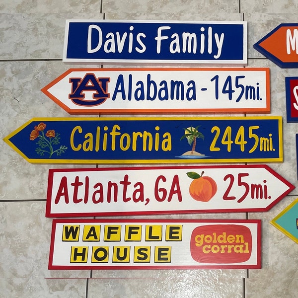Directional Signs Mileage Arrows Personalized, Outdoor Home Decor ...
