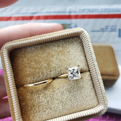 Forever One Princess Cut Bridal Engagement Ring Solid 14K /18k Yellow ...