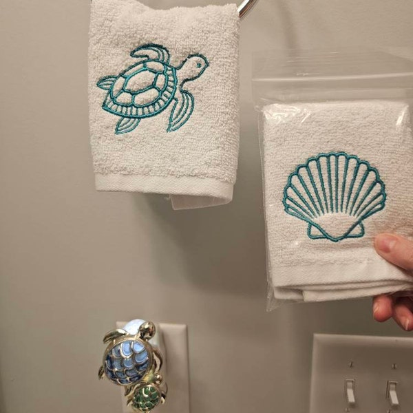 Sea Turtles Embroidered on Bath Towels, Hand Towels And/or Wash Cloths ...